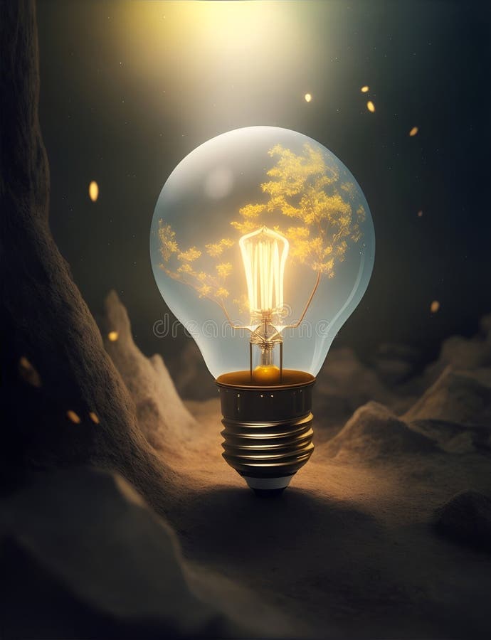 Unique Creative Idea Concept with a Light Bulb.natural Background. Idea ...
