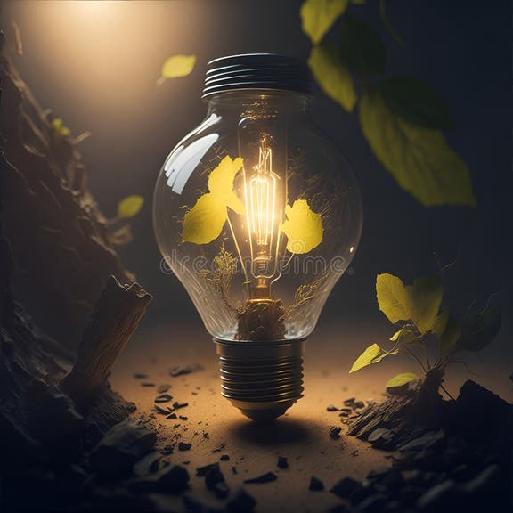 Unique Creative Idea Concept with a Light Bulb.natural Background. Idea ...