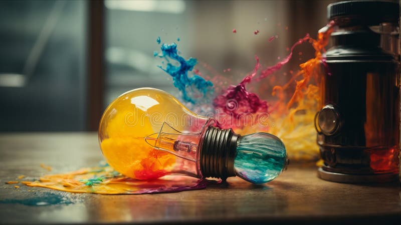 Unique Creative Idea Concept with Lightbulb Made Out of Paint Stock ...