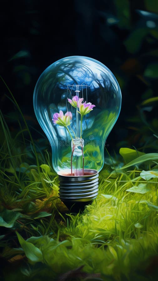 A Unique and Creative Light Bulb Filled with Vibrant Flowers Stock ...
