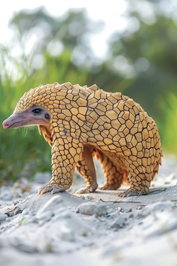 Adorable Pangolin on Sandy Ground, Unique Scales Texture Stock ...