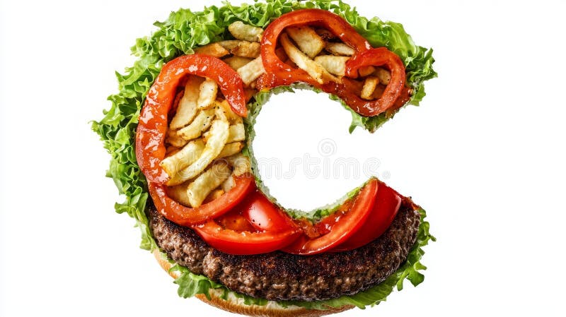 Unique Culinary Creation Forms the Letter C Using Juicy Hamburger ...