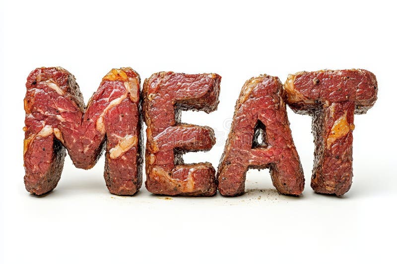 Unique Culinary Display Featuring the Word Meat Crafted from Slabs of ...