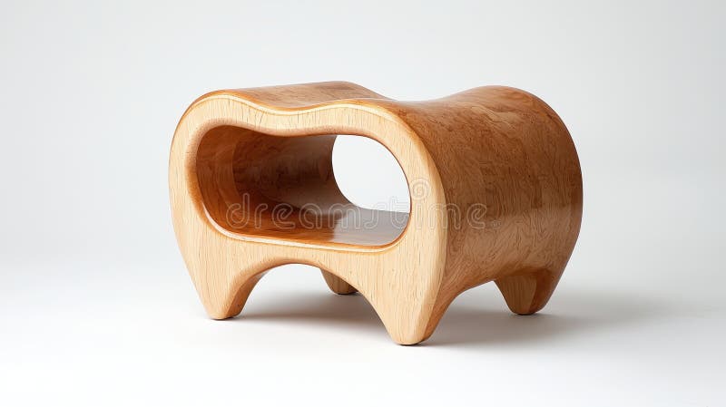 Unique Curved Wooden Stool with Open Center Design Stock Illustration ...
