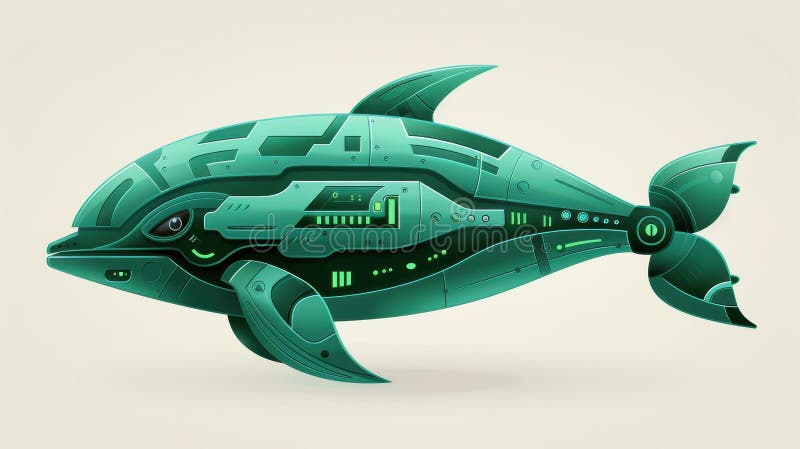 Unique Cyber Dolphin Design with Digital Patterns and a Robotic Tail on ...