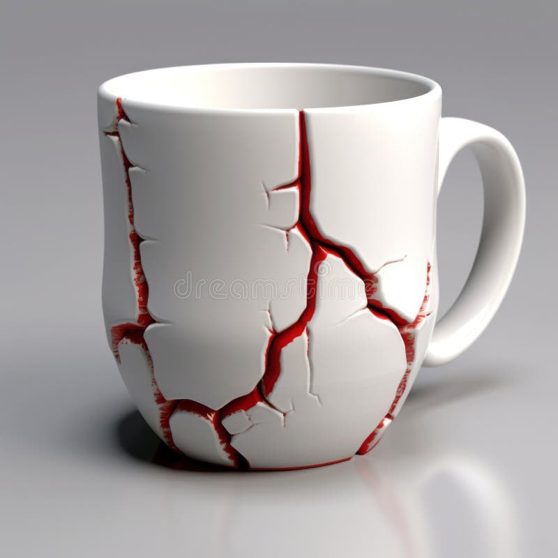 Unique 3d Mug with Realistic Cracked Design Stock Illustration ...