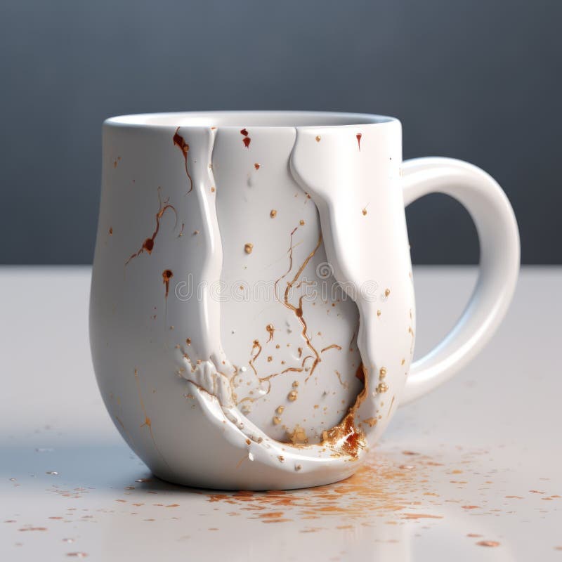 Unique 3d Mug with Realistic Details and Paint Dripping Technique Stock ...