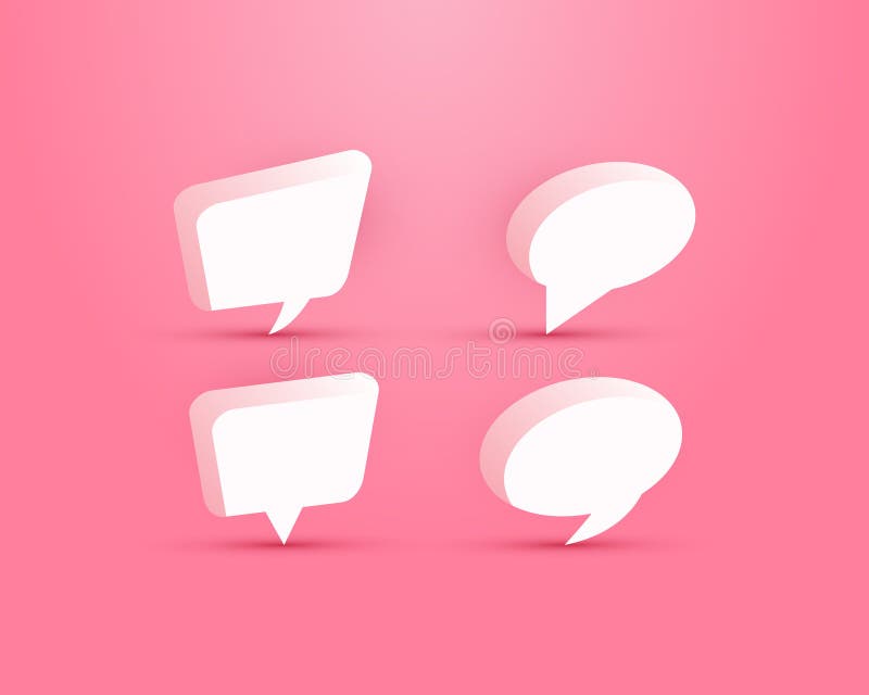 Unique 3d Pink Speech Bubble Chat Icon Minimalistic Style Isolated on ...