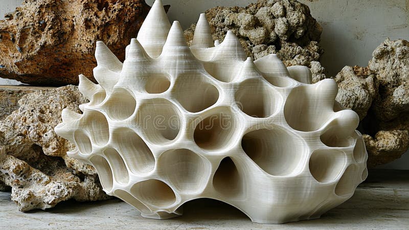 Unique 3d-printed Shell Sculpture Displayed among Natural Coral ...