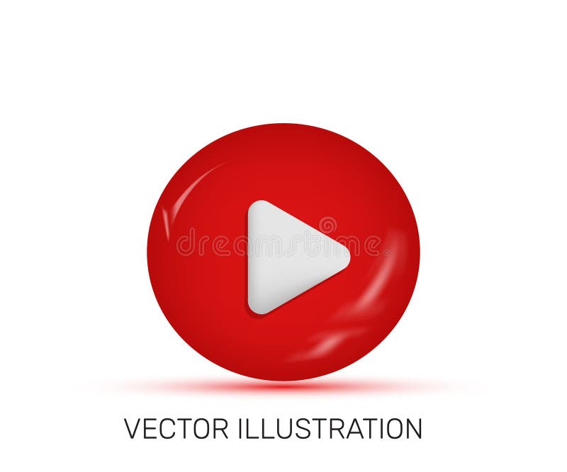 Unique 3d Realistic Red Play Media Icon Vector Design Stock Vector ...