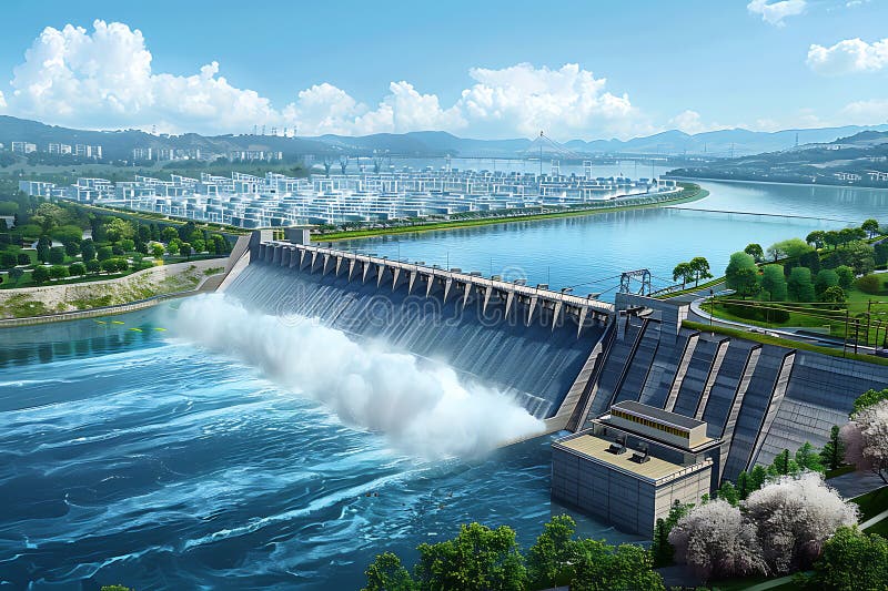 Sculptural Wave-Inspired Dam Design with Eco-Friendly Features Stock ...