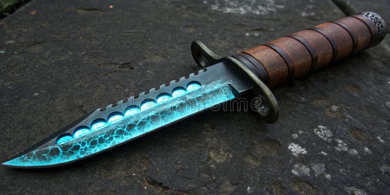 Unique Decorative Knife with a Vibrant Blue Blade Displayed on a ...