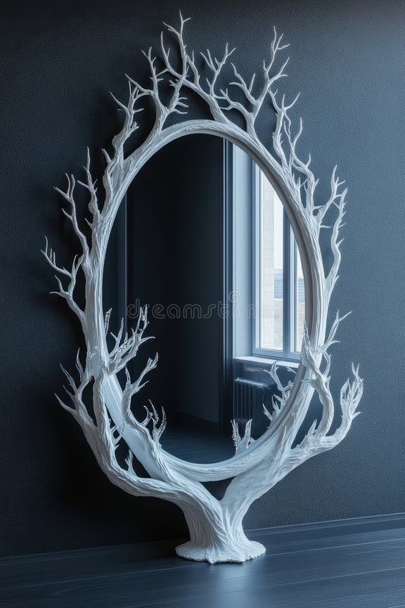 Unique Decorative Mirror with Tree Branch Design in a Modern Interior ...