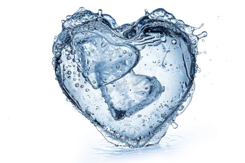 A Unique Depiction of a Heart Crafted from Ice and Water Stock Photo ...