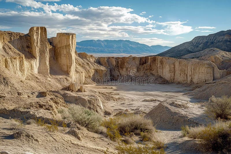 Unique Desert Landscape Features Towering Rock Formations and Expansive ...