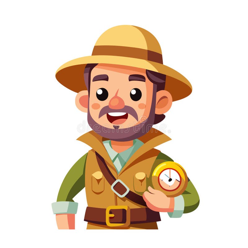 Cartoon Character of Adventurous Explorer Stock Vector - Illustration ...