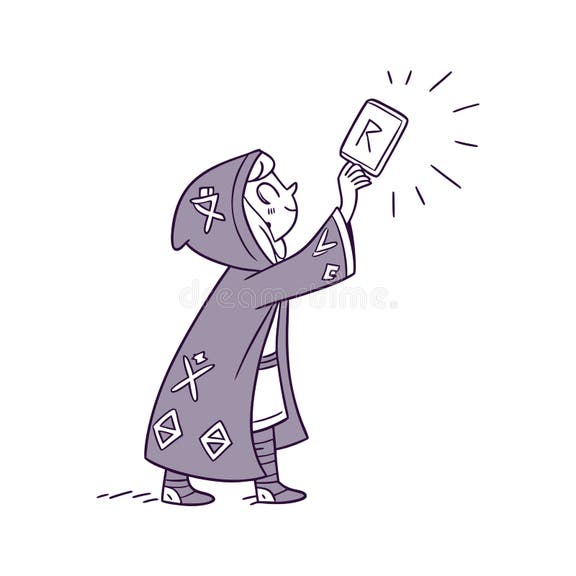 Cartoon Character of Ancient Rune Reader Stock Vector - Illustration of ...