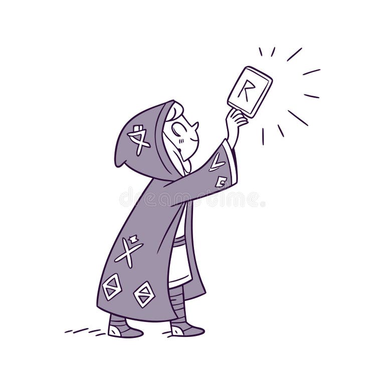 Cartoon Character of Ancient Rune Reader Stock Vector - Illustration of ...