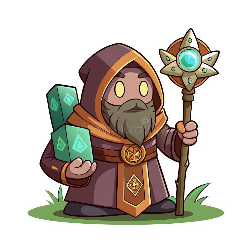 Cartoon Character of Ancient Rune Reader Stock Vector - Illustration of ...