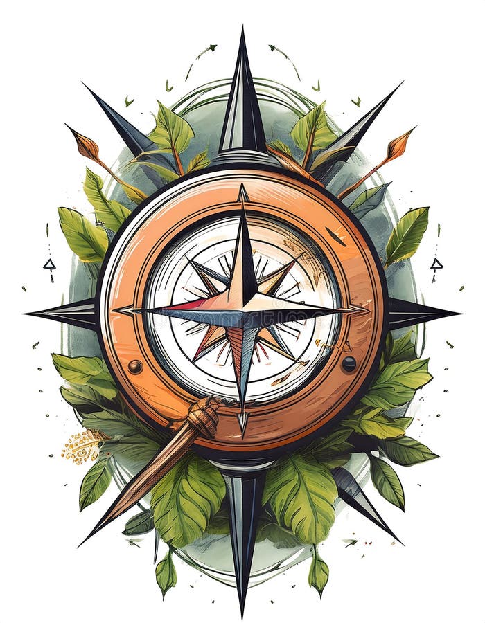 A Unique Design Combines a Compass and Greenery, Showcasing Minimalist ...