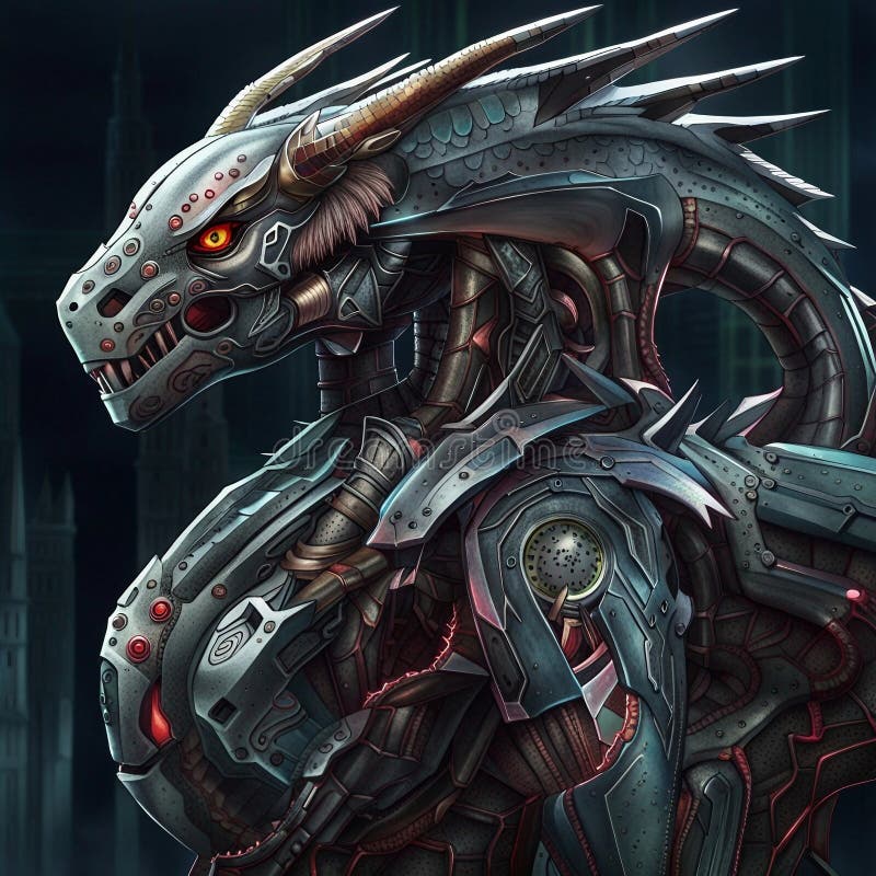 Detailed Texture Dragon Robot Illustration Background Stock ...
