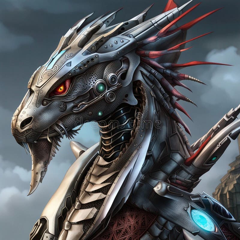 Detailed Texture Dragon Robot Illustration Background Stock ...
