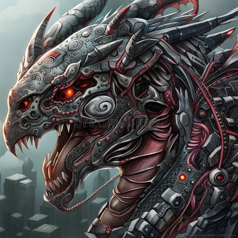 Detailed Texture Dragon Robot Illustration Background Stock ...