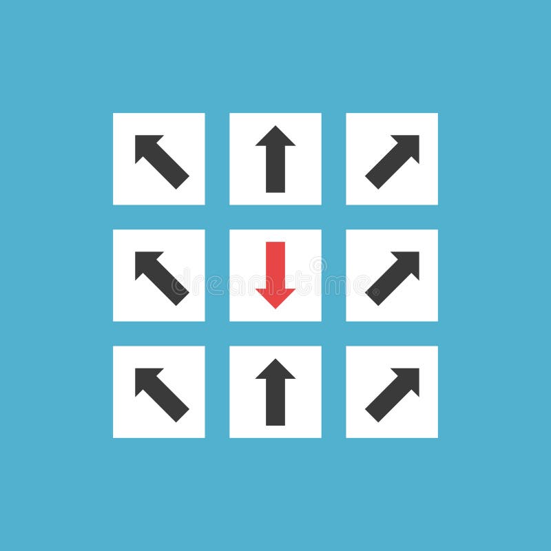 Unique Different Direction Arrow Stock Vector - Illustration of loner ...