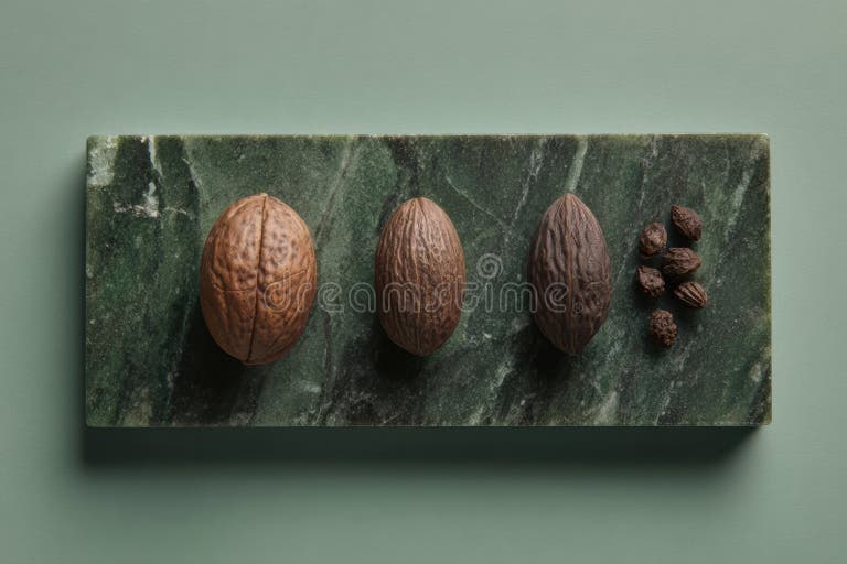 Unique Display of Different Nut Types on a Stone Surface Stock ...