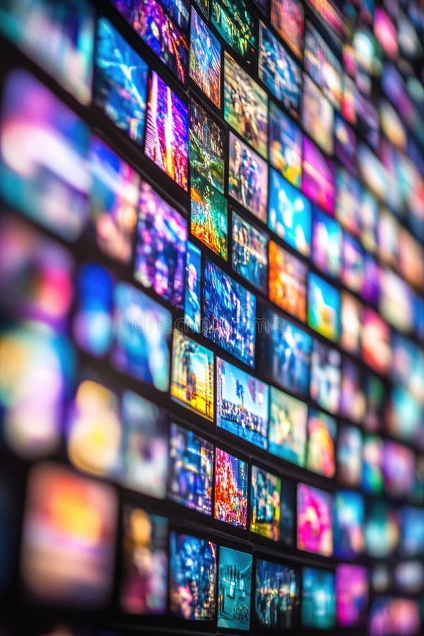 A Unique Display of Multiple TV Screens Showing Diverse Content ...
