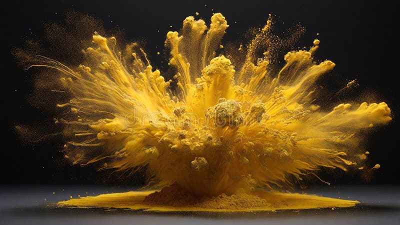 A Unique and Diverse Rendering of a Yellow Colour Explosion. Stock ...