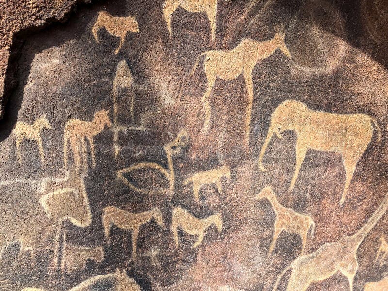 Animal Drawings on Cave Wall Stock Image - Image of animal, artwork ...