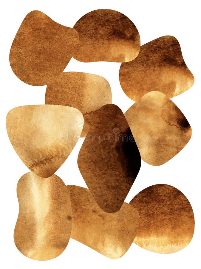 Vector Shapes with Texture. Brown Graphics Elements. Different Shapes ...