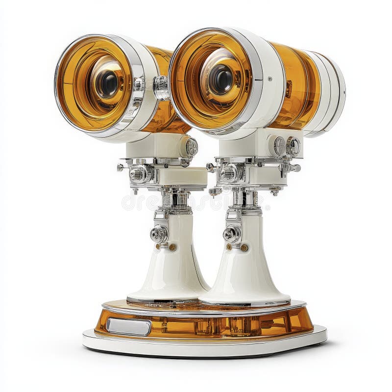 Unique Dual Lens Optical Device with Orange Cylindrical Elements and ...