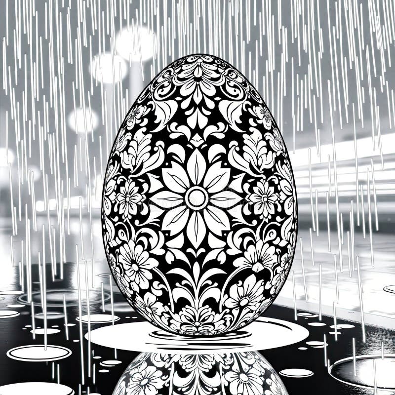 A Unique Easter Egg Illustration Featuring Traditional Patterns and Fine Lines Stock Image ...