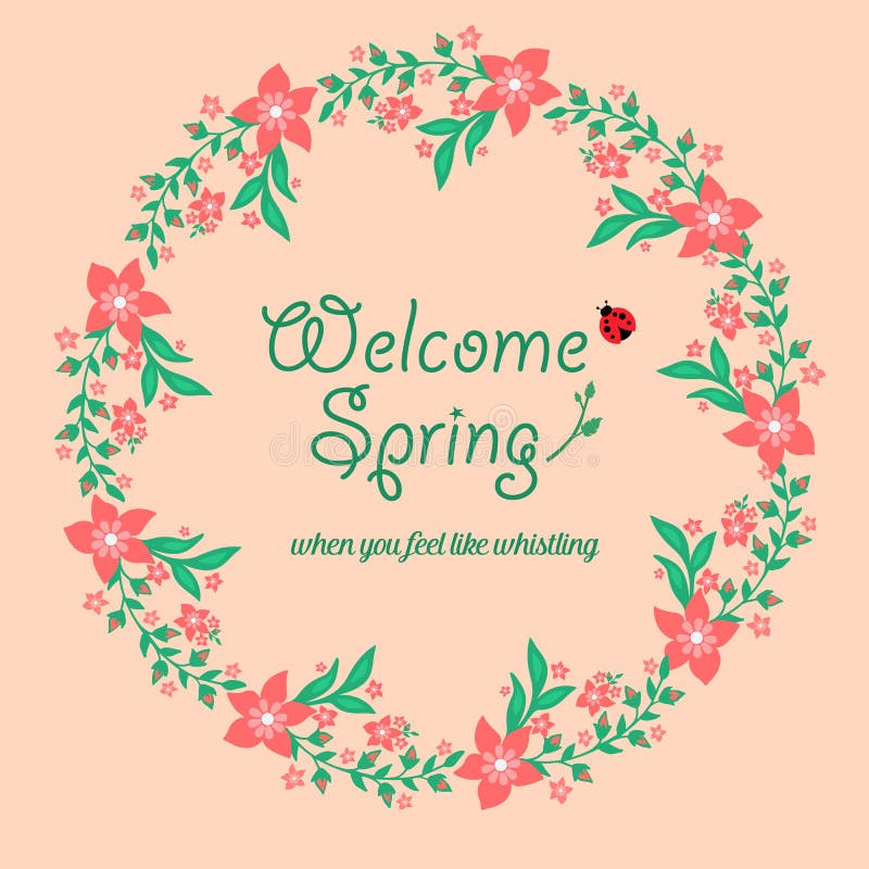 Unique Element Design of Leaves and Red Floral Frame, for Welcome ...