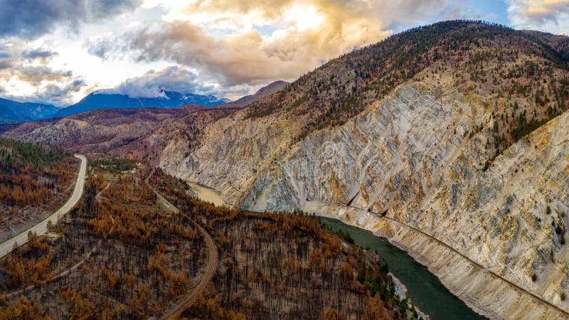 Unique, Elevated Perspective View of the Panorama of Thompson River ...