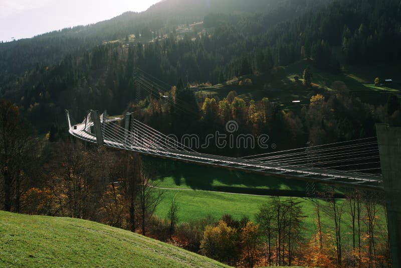 Unique Epic Bridge Construction Surrounded by Mountains Covered with ...