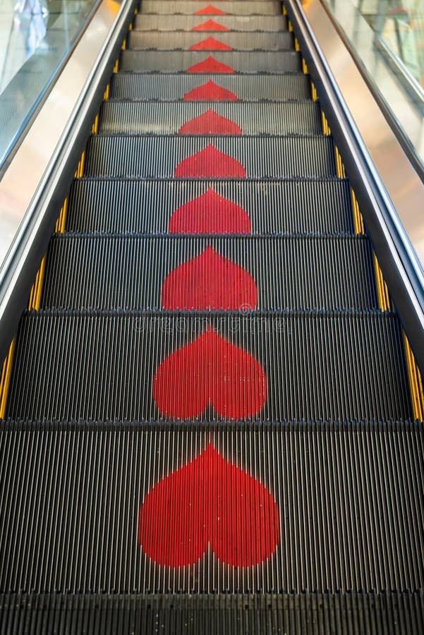 Heart Patterns Displayed on an Escalator Creating a Unique and Colorful ...