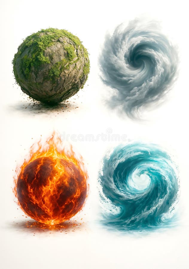 Unique Fantasy Orbs Representing the Four Classical Elements of Nature ...