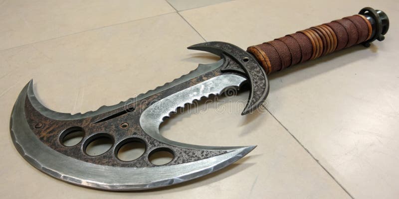 Detailed View of a Unique Fantasy Sword with an Ornate Blade and ...