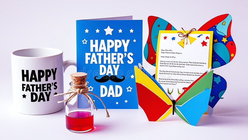 Unique Father S Day Card and Gift Set Stock Illustration - Illustration ...