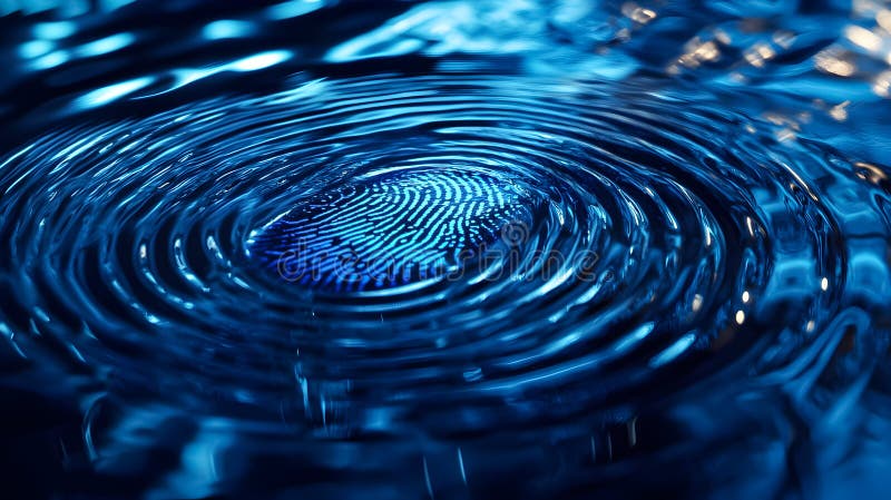 Unique Fingerprint Submerged in Rippling Blue Water Creates a ...
