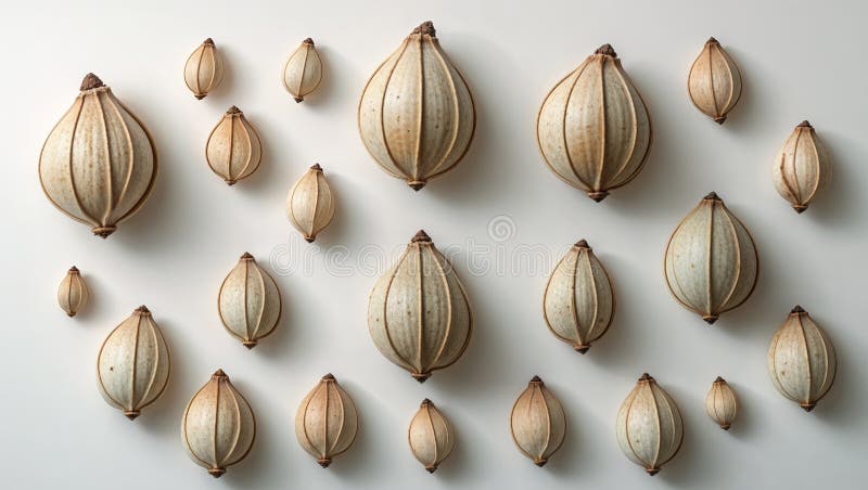 A Unique Flat Lay of Sycamore Seed Pods Spread Naturally. Stock Photo ...