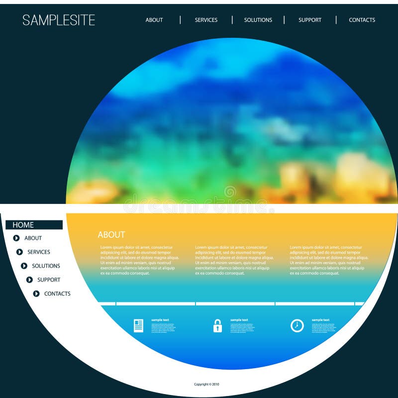 Unique Flat Style Website Design Template Layout with Blurred ...