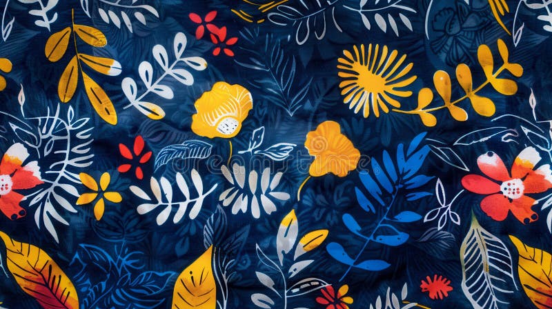 Unique Floral Batik Illustration with Chaos Touch Stock Photo - Image ...