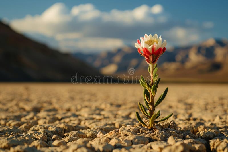 A Unique Flower Blooming in a Desert Representing Resilience and ...