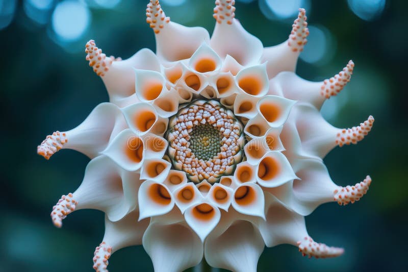 Unique Flower Blooming with Intricate Spiral Patterns in a Natural ...