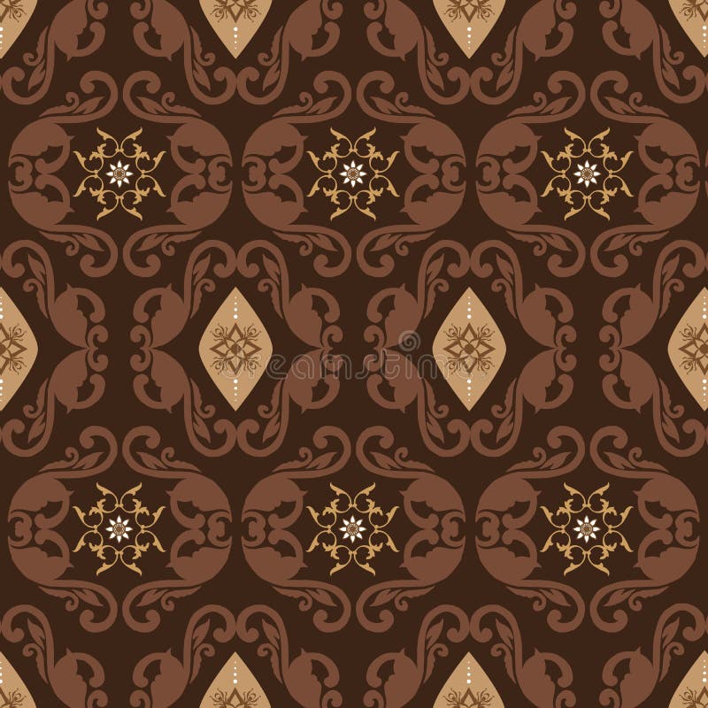Unique Flower Pattern Design on Javanese Batik with Dark Brown Color ...