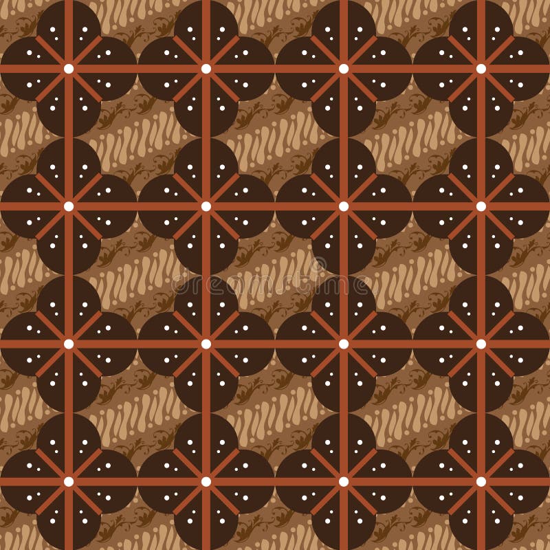 Unique Flower Pattern Design on Javanese Batik with Modern Dark Brown ...